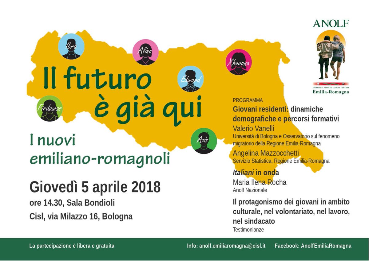 Migrazioni e seconde generazioni. Giovedì 5 aprile convegno Anolf ER - CISL Emilia Romagna